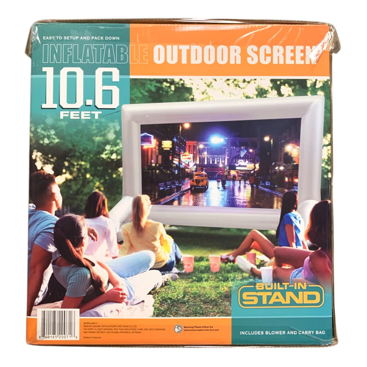 BIGFUN 10.6 Feet Inflatable Outdoor Projector Screen with Built in Sta ...