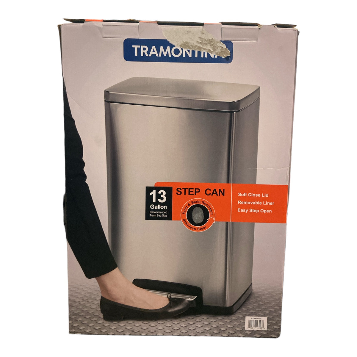 Tramontina 13 Gal Soft Closing Step On Trash Can, Stainless Steel ...