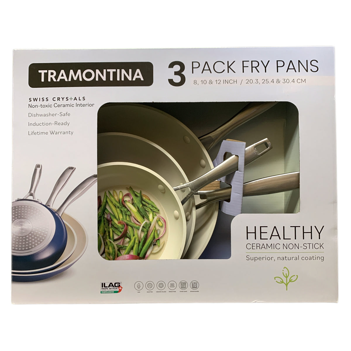 Tramontina 3-Pack Fry Pans, 8" 10" and 12", Cold-Forged with Ceramic I ...