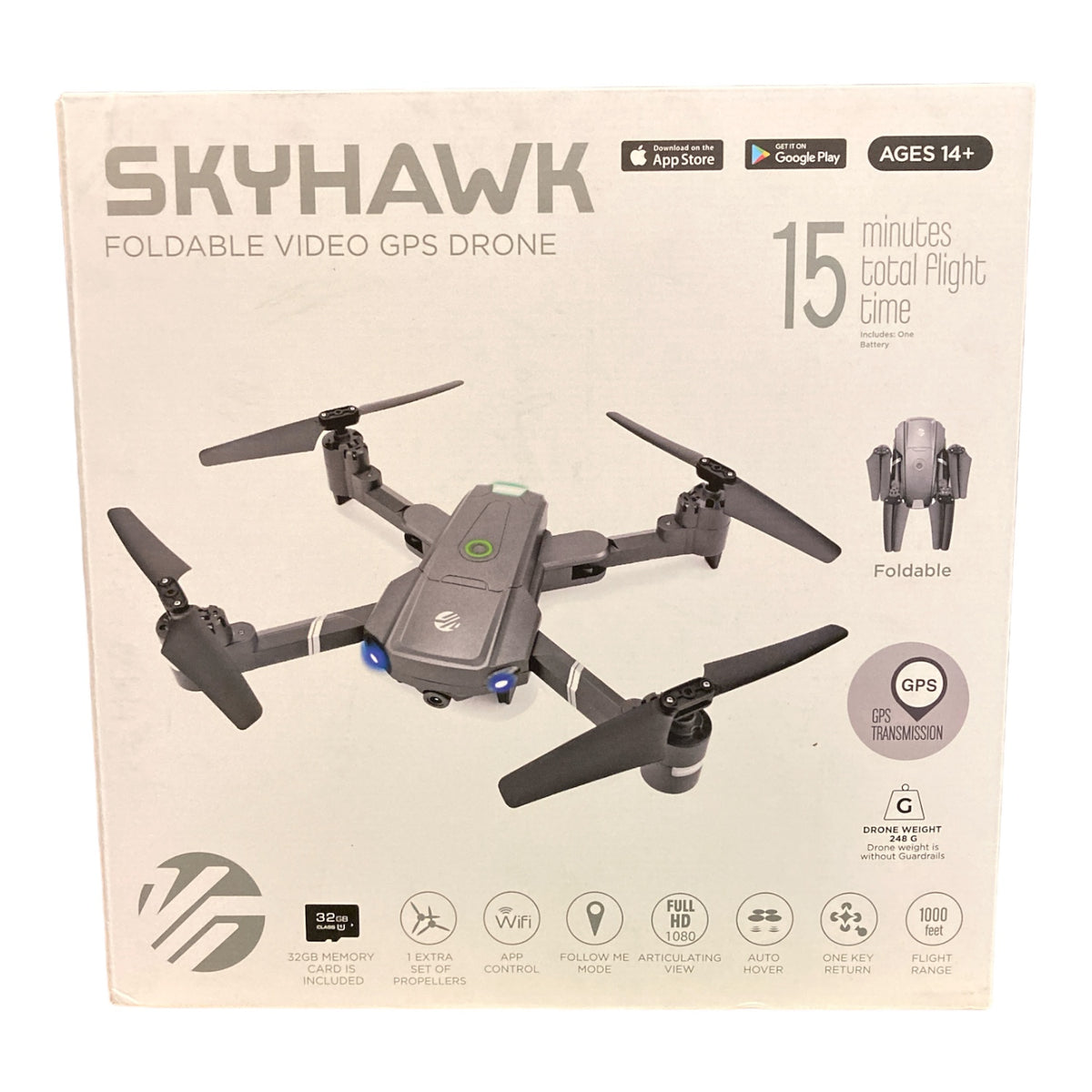 Vivitar DRC447 SkyHawk Foldable Video Drone 1080P HD Live Video Quadco ...