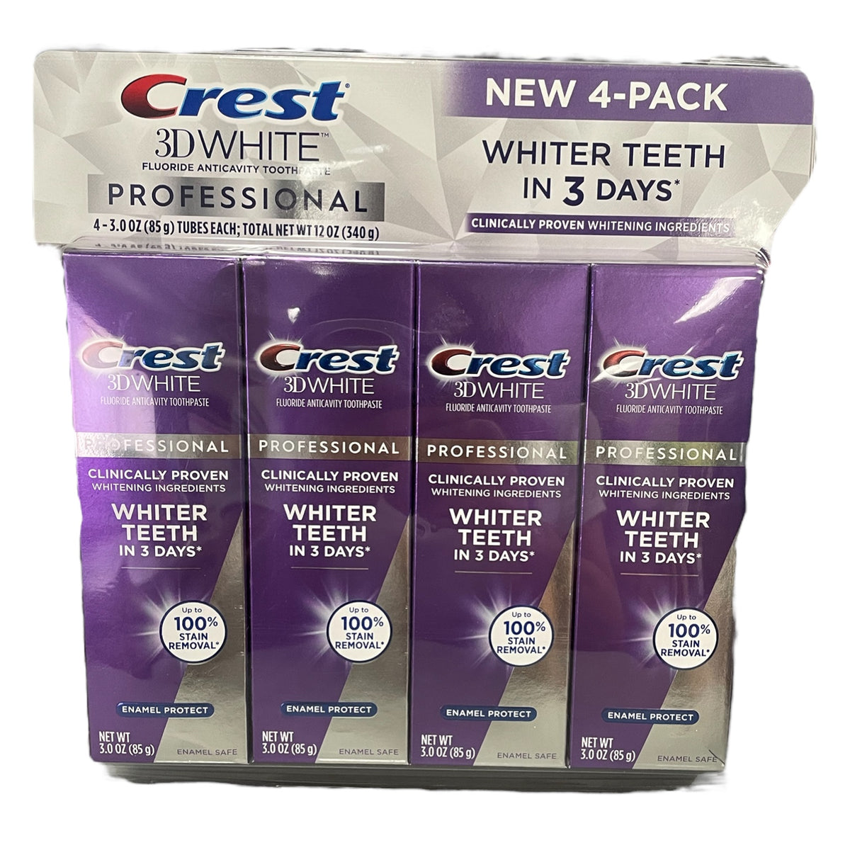Crest 3D White Professional Enamel Protect Toothpaste, 4 Pack ...