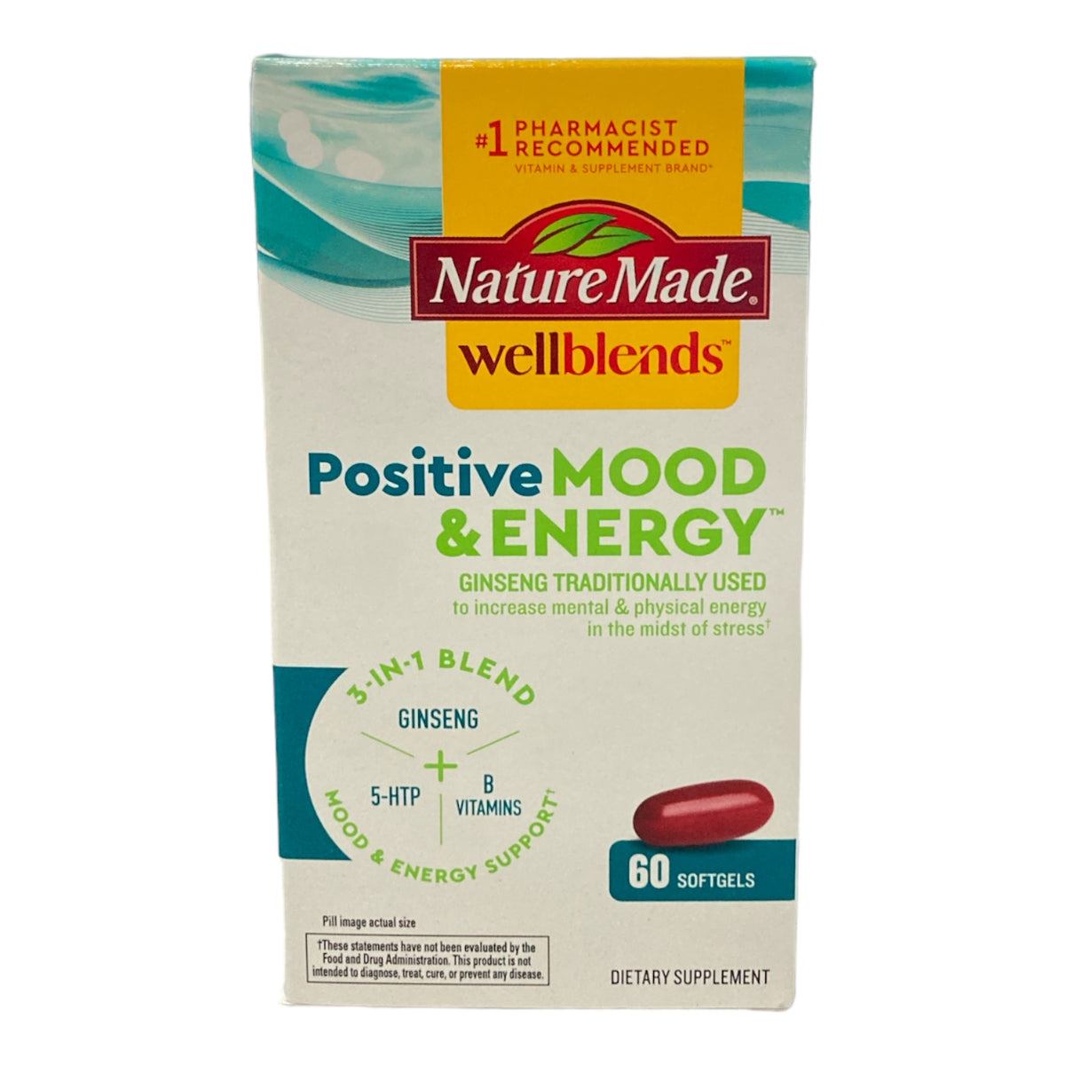 Nature Made Wellblends Positive Mood & Energy 3-in-1 Softgels (60 Coun ...