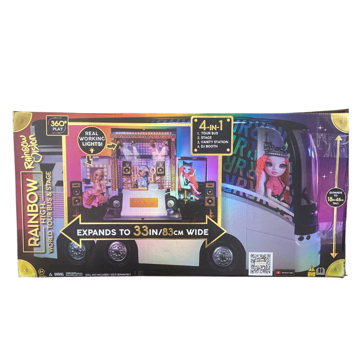 Rainbow High Rainbow Vision World Tour Bus, Stage, 4-1 Light Up, Delux ...