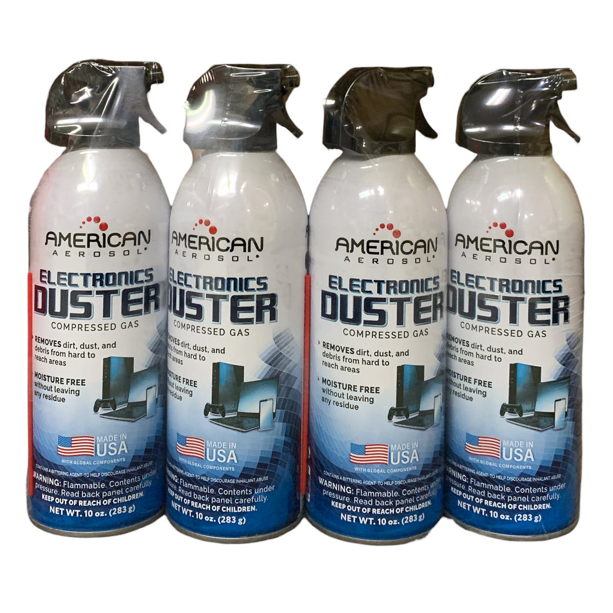 American Aerosol Compressed Gas Electronics Duster, 10oz., 4-Pack ...