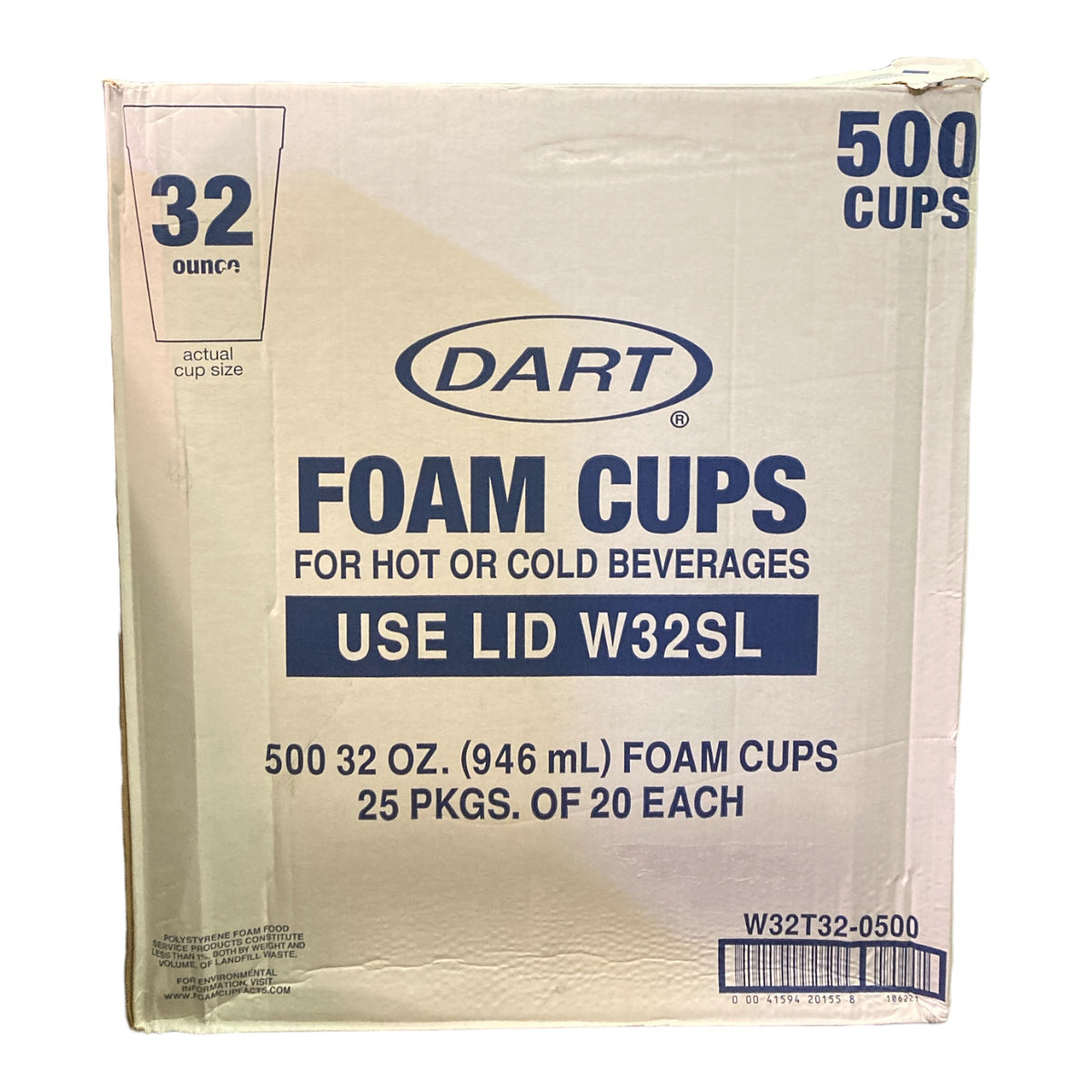 Dart Foam Cups, Hot and Cold, White (500 ct. 32 oz.) — Ewirelessgear