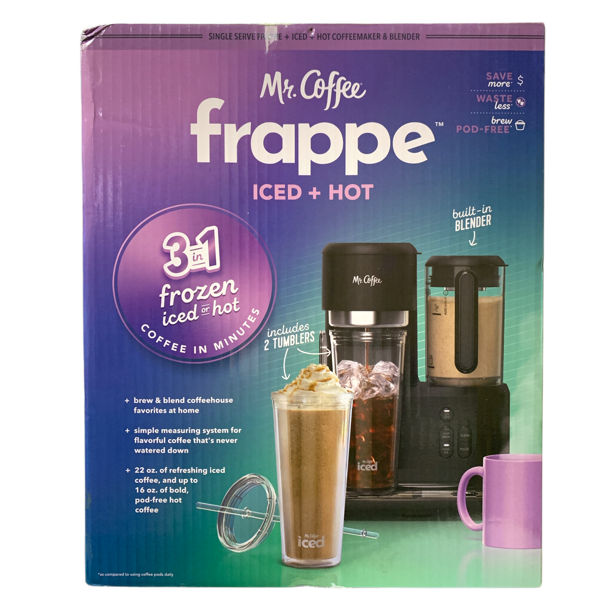 Mr. Coffee Single-Serve Frappe Iced and Hot Coffee Maker and Blender ...