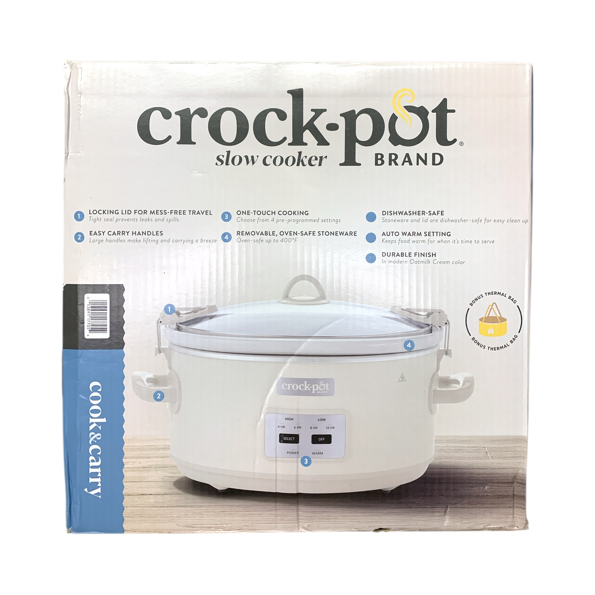 Crock-Pot 7-Quart Cook & Carry Slow Cooker & Thermal Carry Bag, Oat Mi ...