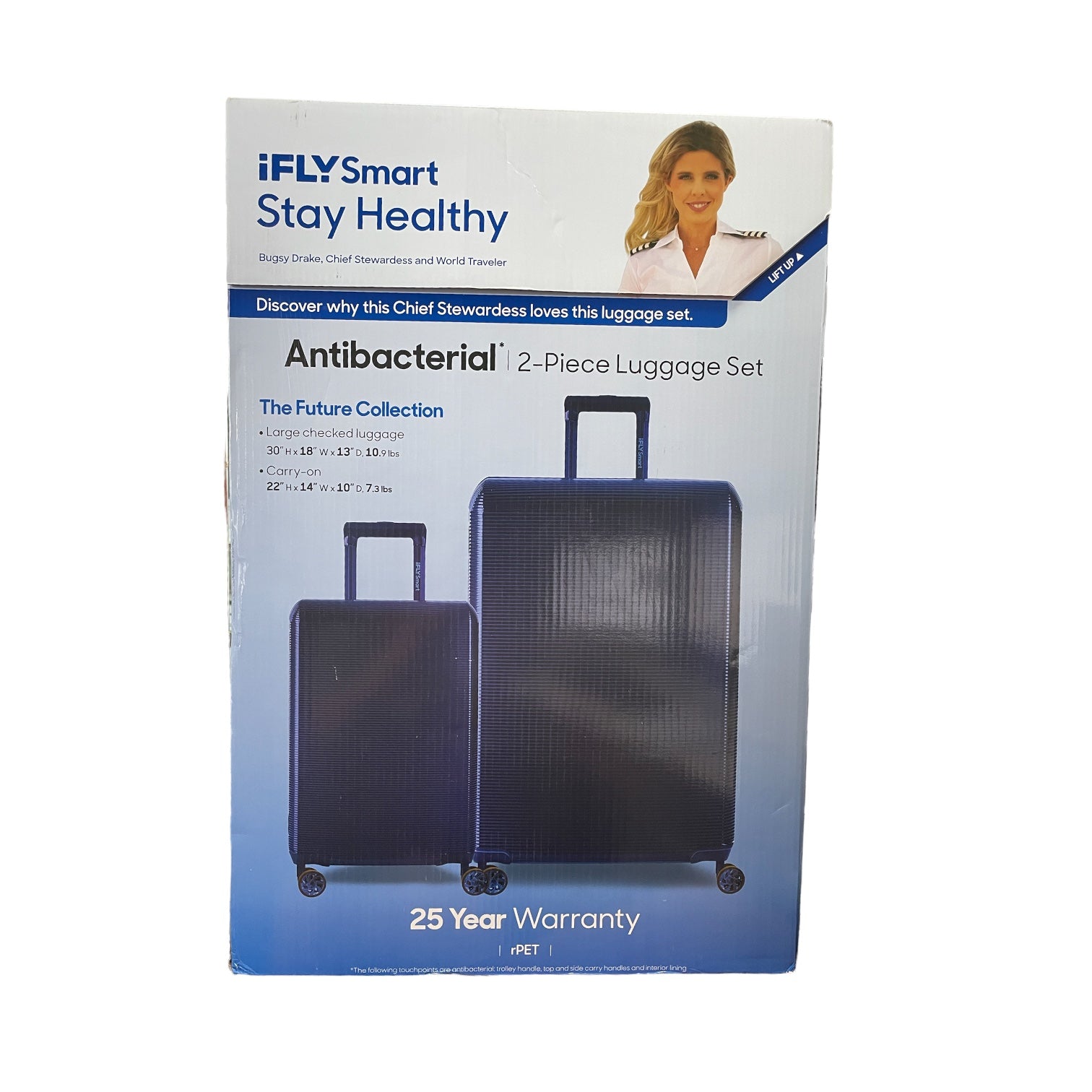iFLY Smart Future Collection 2-Piece Antibacterial Travel Set, Navy ...