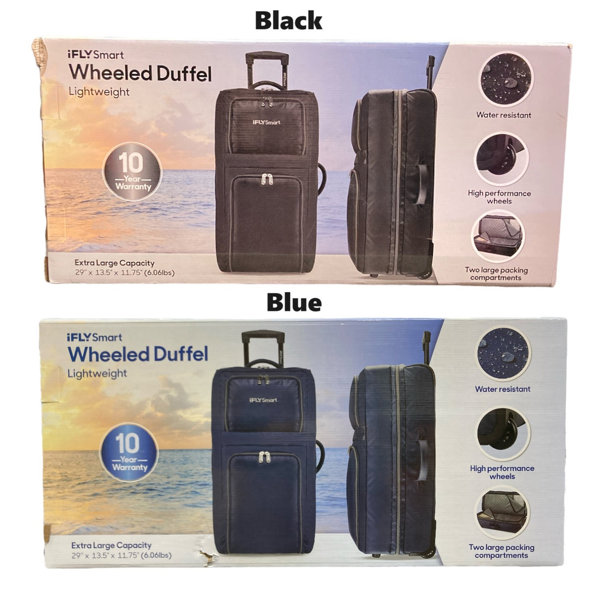 iFLY Smart 29" Extra Large Capacity Lightweight Wheeled Duffel (Blue ...