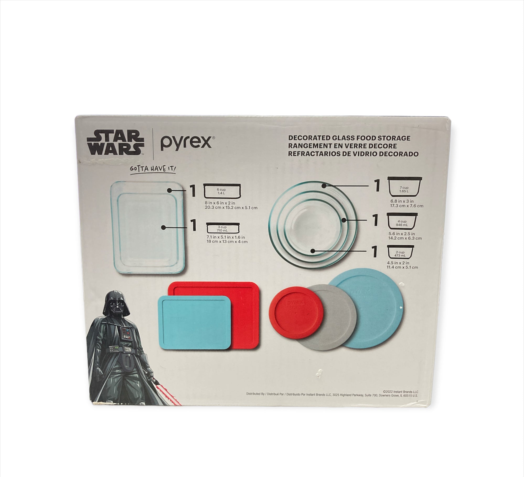 Pyrex Star Wars 10 Piece Decorated Glass Food Storage Set Bowls with L ...