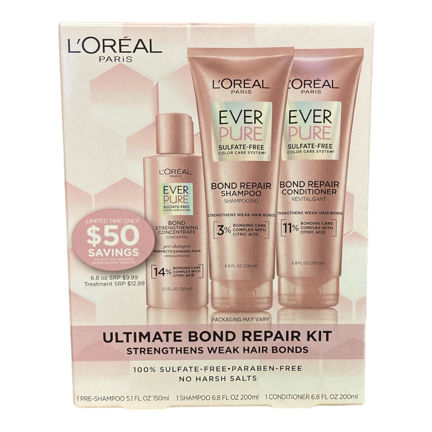 L'Oreal Paris EverPure Bond Repair Kit (Concentrate Shampoo & Conditio ...