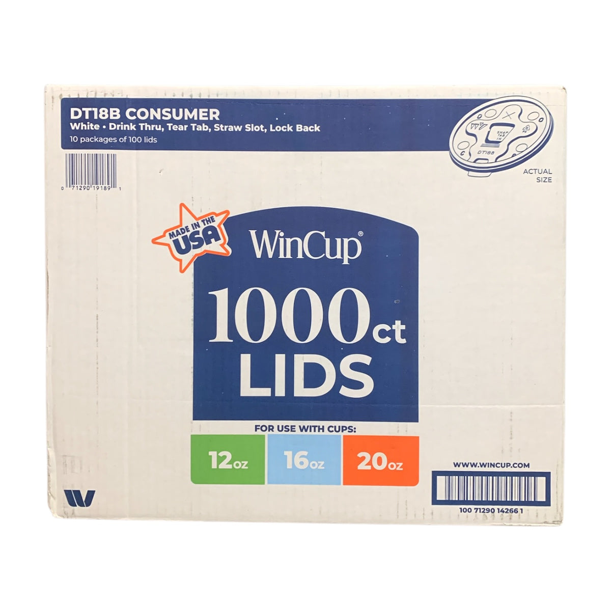 WinCup DT18B Consumer Plastic Lids, Fits 12-20oz., White, 1000 Count ...