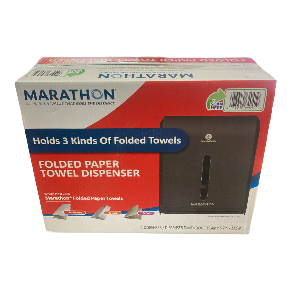 1 - At - A -Time Marathon Folded Paper Towel Dispenser, Smoke ...