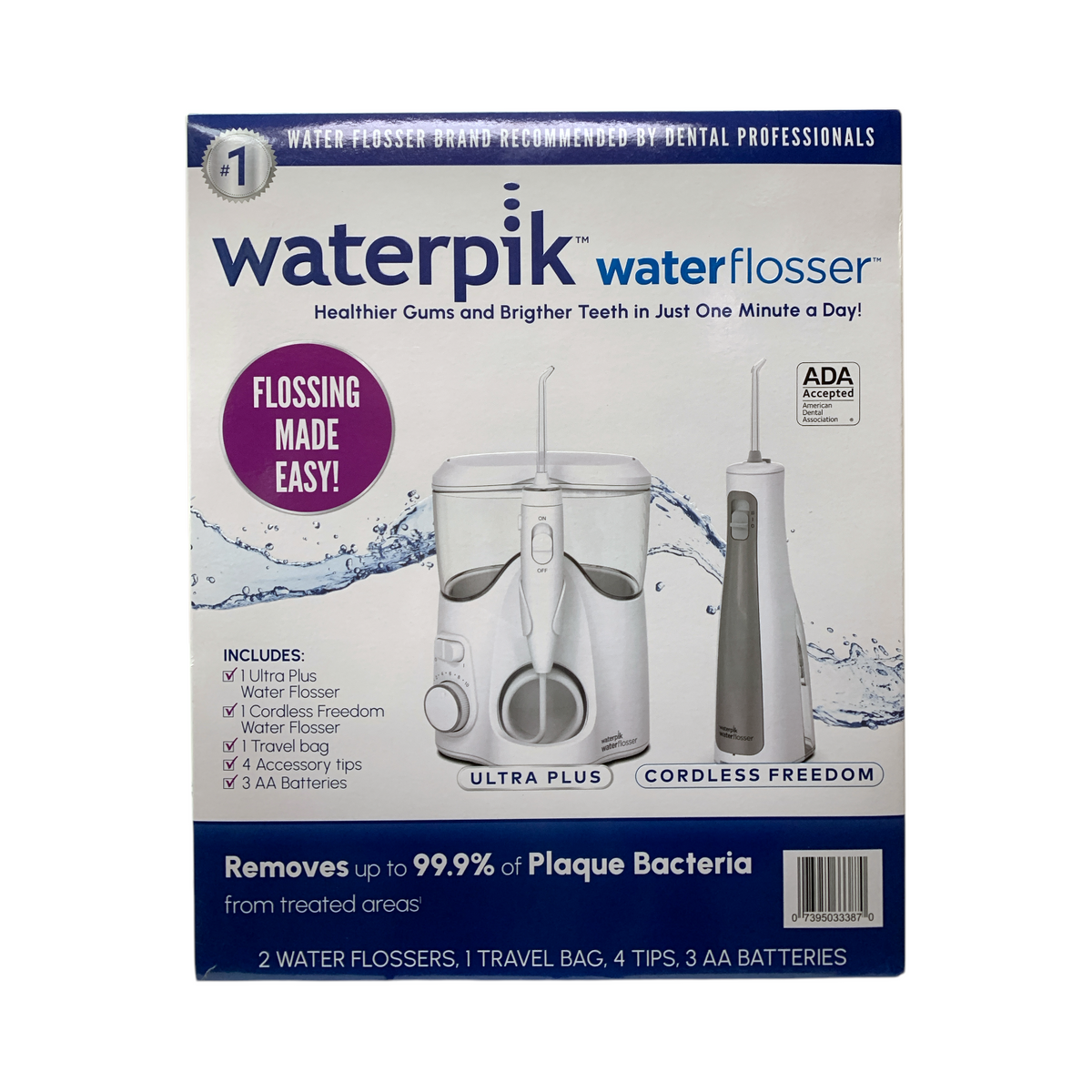 Waterpik Ultra Plus & Cordless Freedom Water Flossing 7-Piece Duo Pack ...