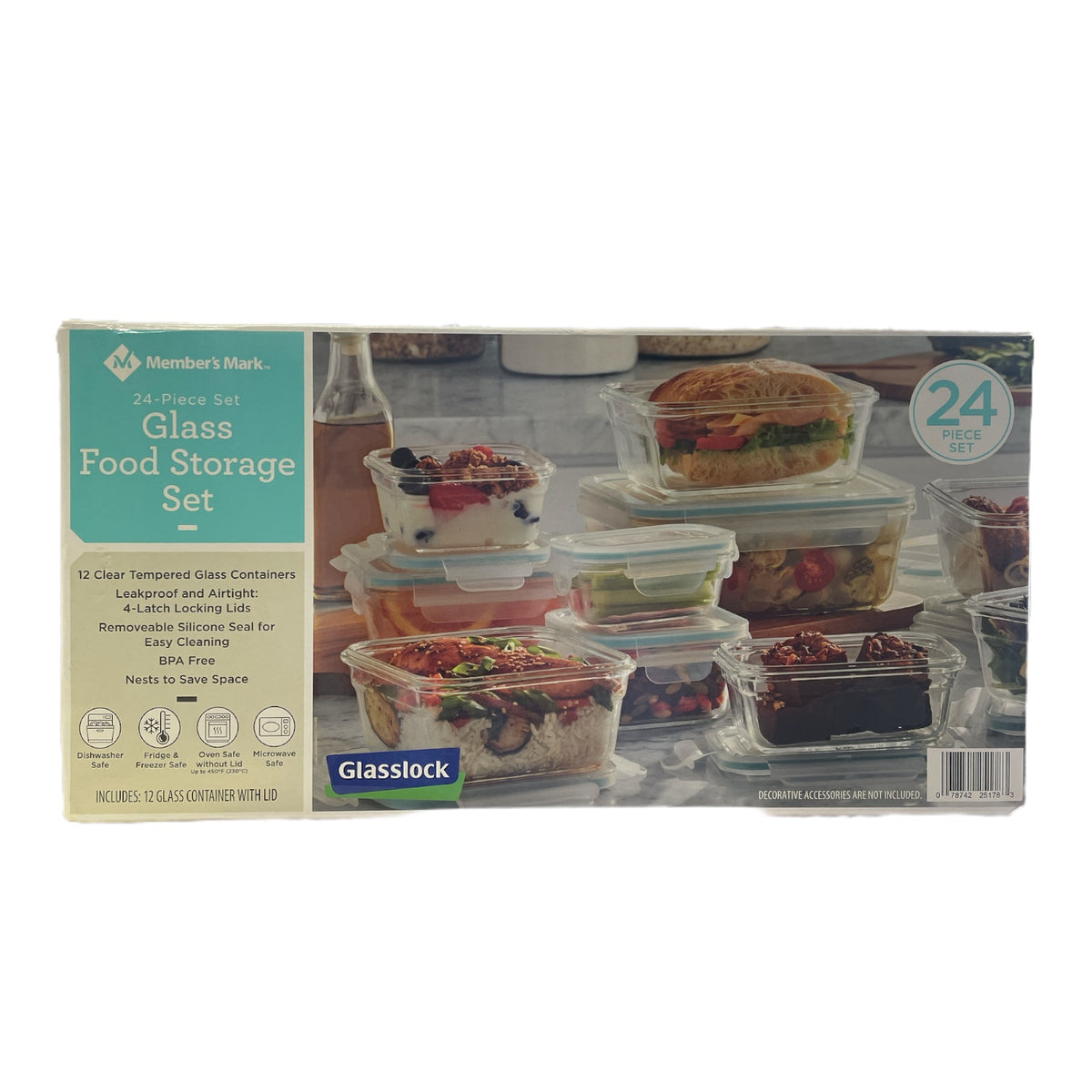 Member's Mark 24 Piece Glass Food Storage Set by Glasslock, Oven Safe ...