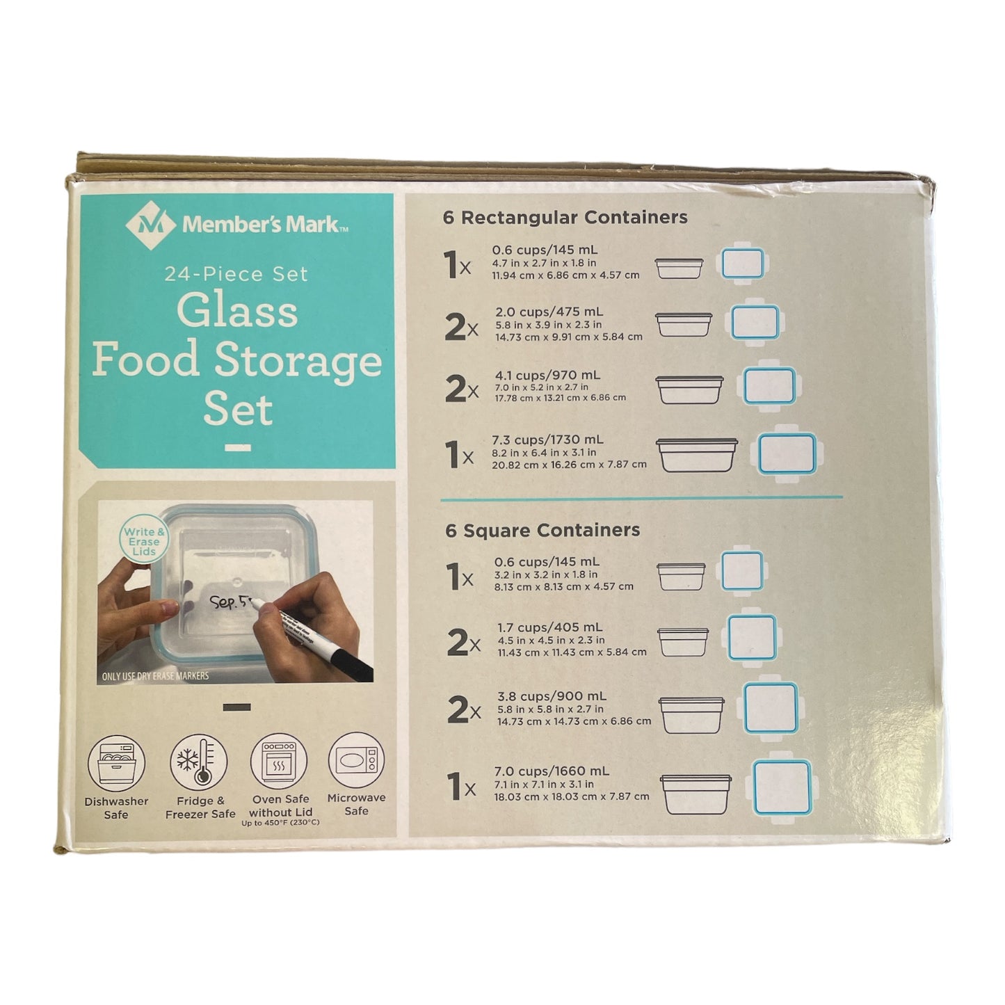 Member's Mark 24 Piece Glass Food Storage Set by Glasslock, Oven Safe ...