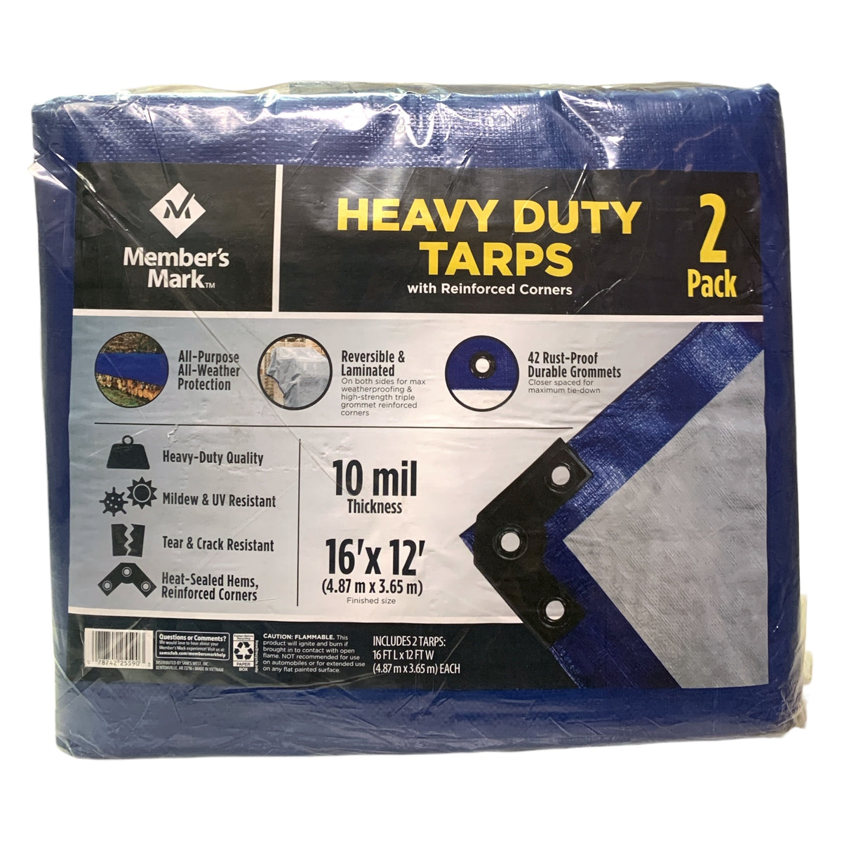 Member's Mark Commercial Tarps with Reinforced Corners, 16'x12', Blue ...