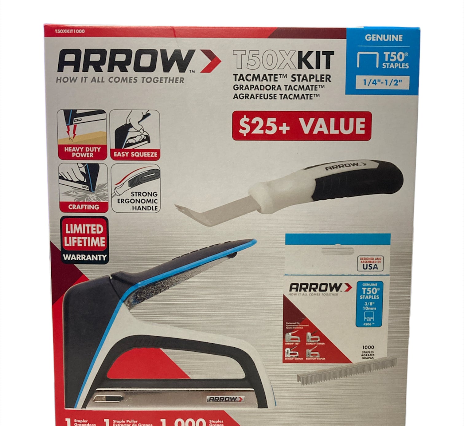 Arrow Fastener T50X Stapler Kit with Stapler, Puller & 1000 Staples ...
