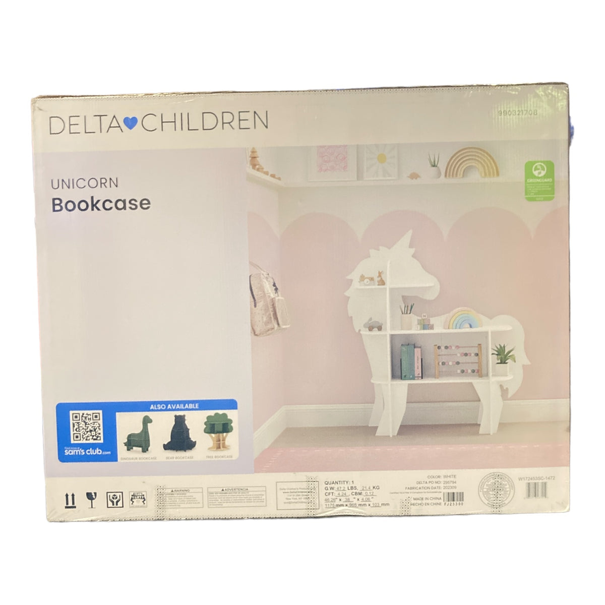 Delta Children Unicorn Shaped Tipover Restraint Bookcase, White ...