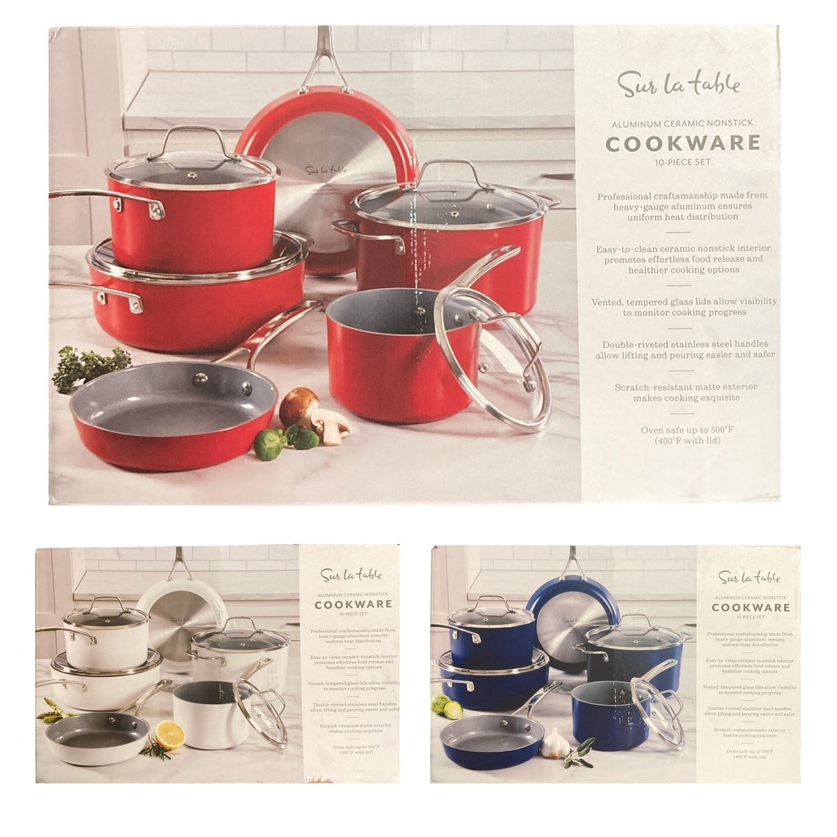 Sur La Table Aluminum Ceramic Non-Stick 10-Piece Cookware Set ...