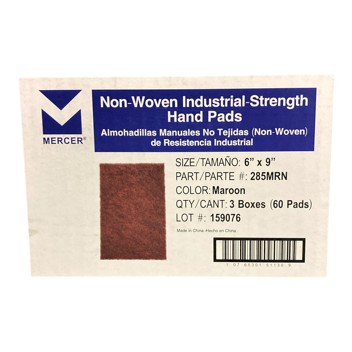 Mercer Abrasives 285MRN 6" x 9" Non-Woven Industrial Strength Hand Pad ...