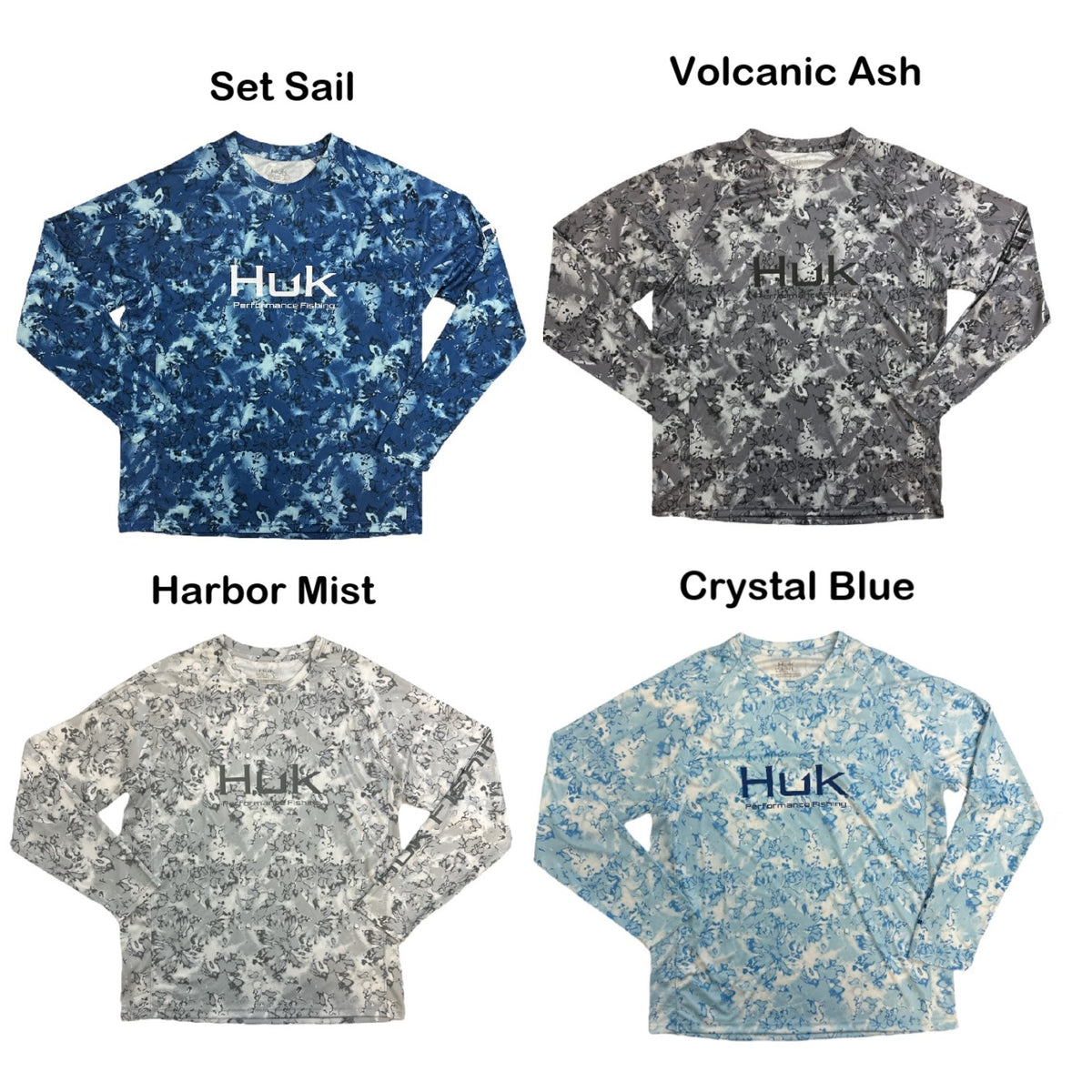 HUK Men's Long Sleeve UPF+ 50 Pursuit Fin Flats Tech Crew Shirt ...