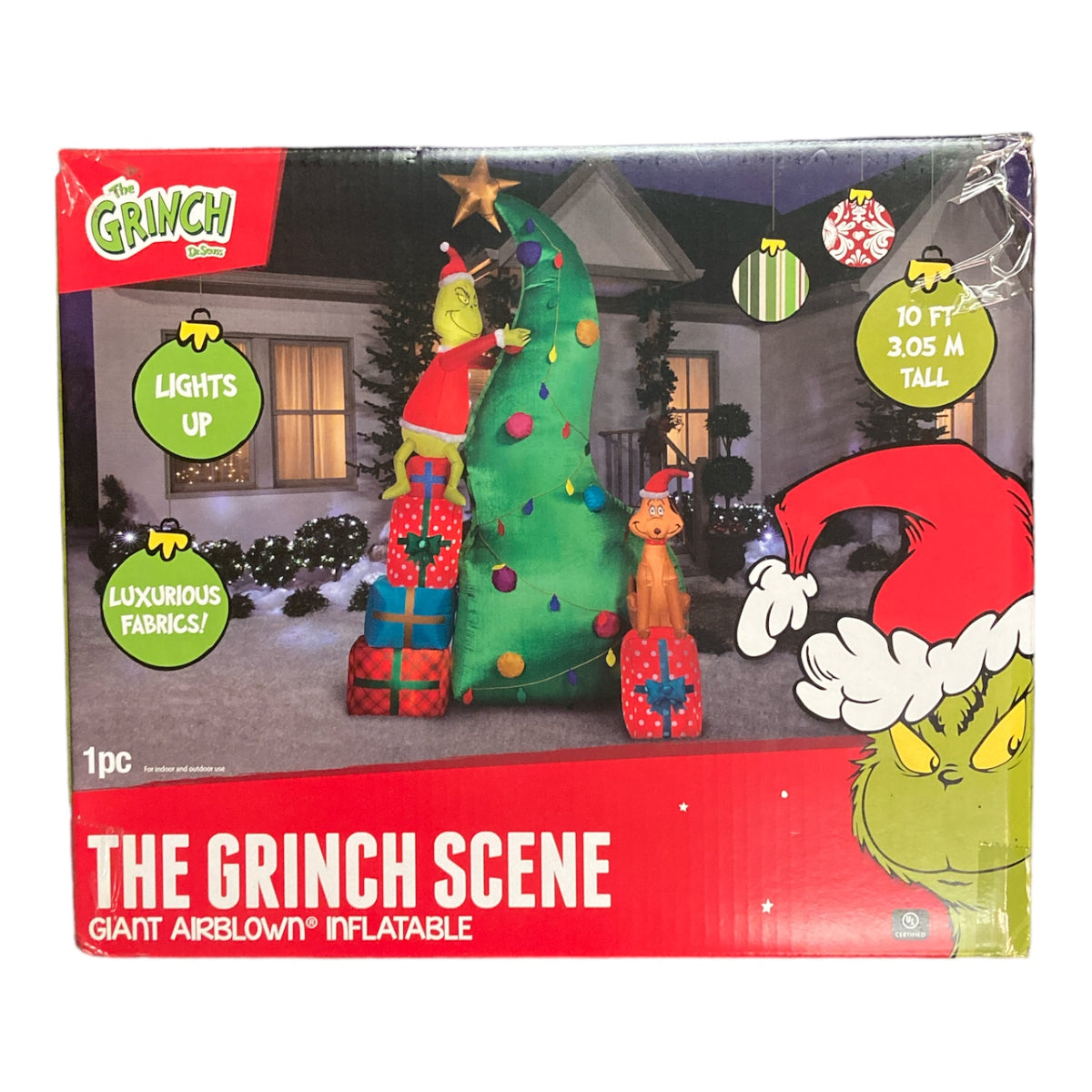 10 Ft. Tall Christmas Inflatable Grinch and Max with Christmas Tree an ...