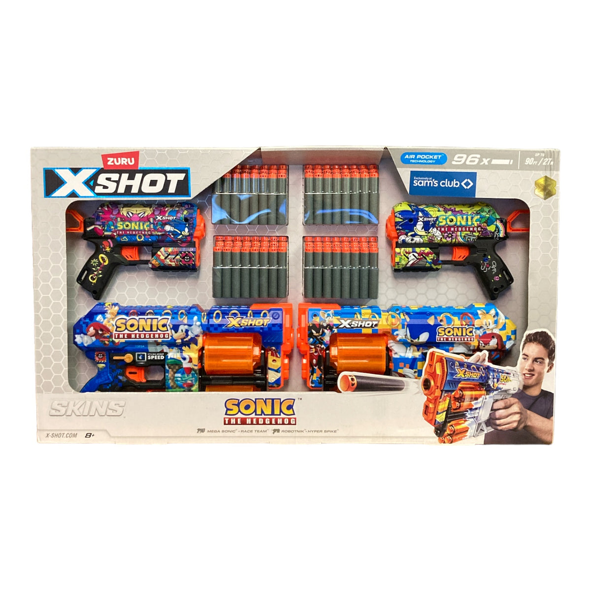 Zuru X-Shot Skins Sonic The Hedgehog Blaster Combo Pack with 96 Darts ...