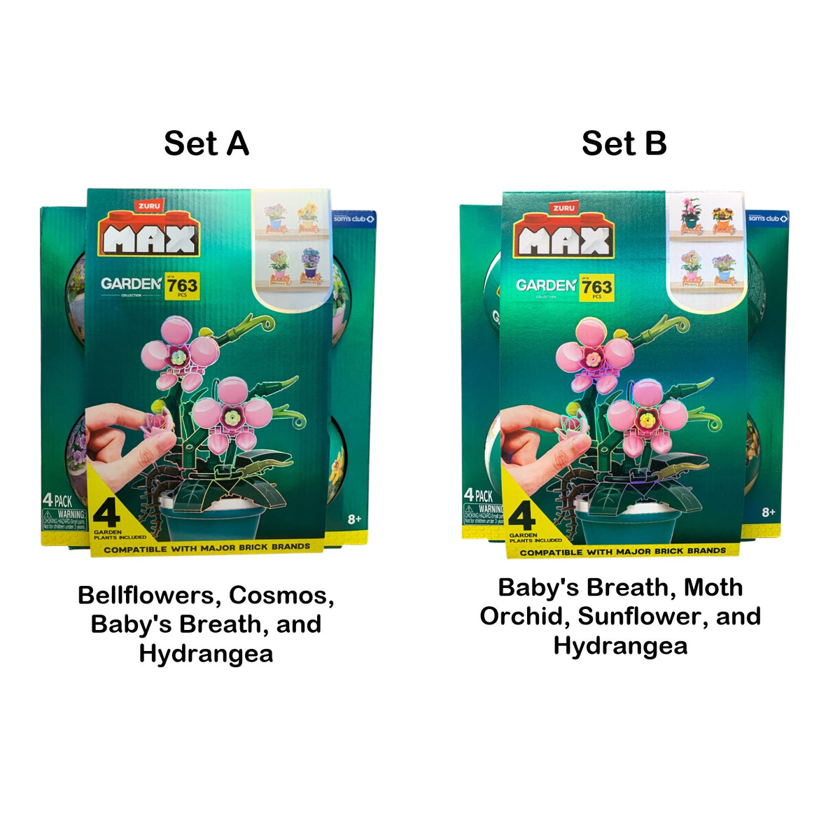 Zuru Max Garden Collection Brick Building Kits, Assorted 4 Pack, 763 P ...