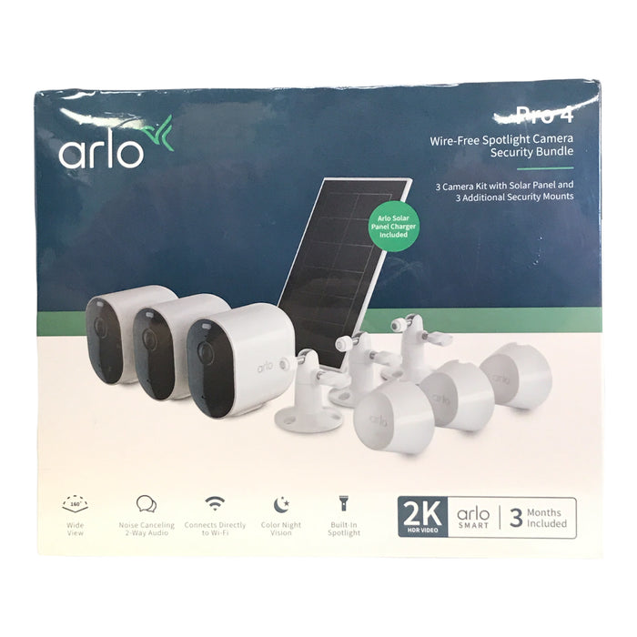 Arlo Pro 4, 3 Camera Security System with Bonus Solar Panel — Ewirelessgear