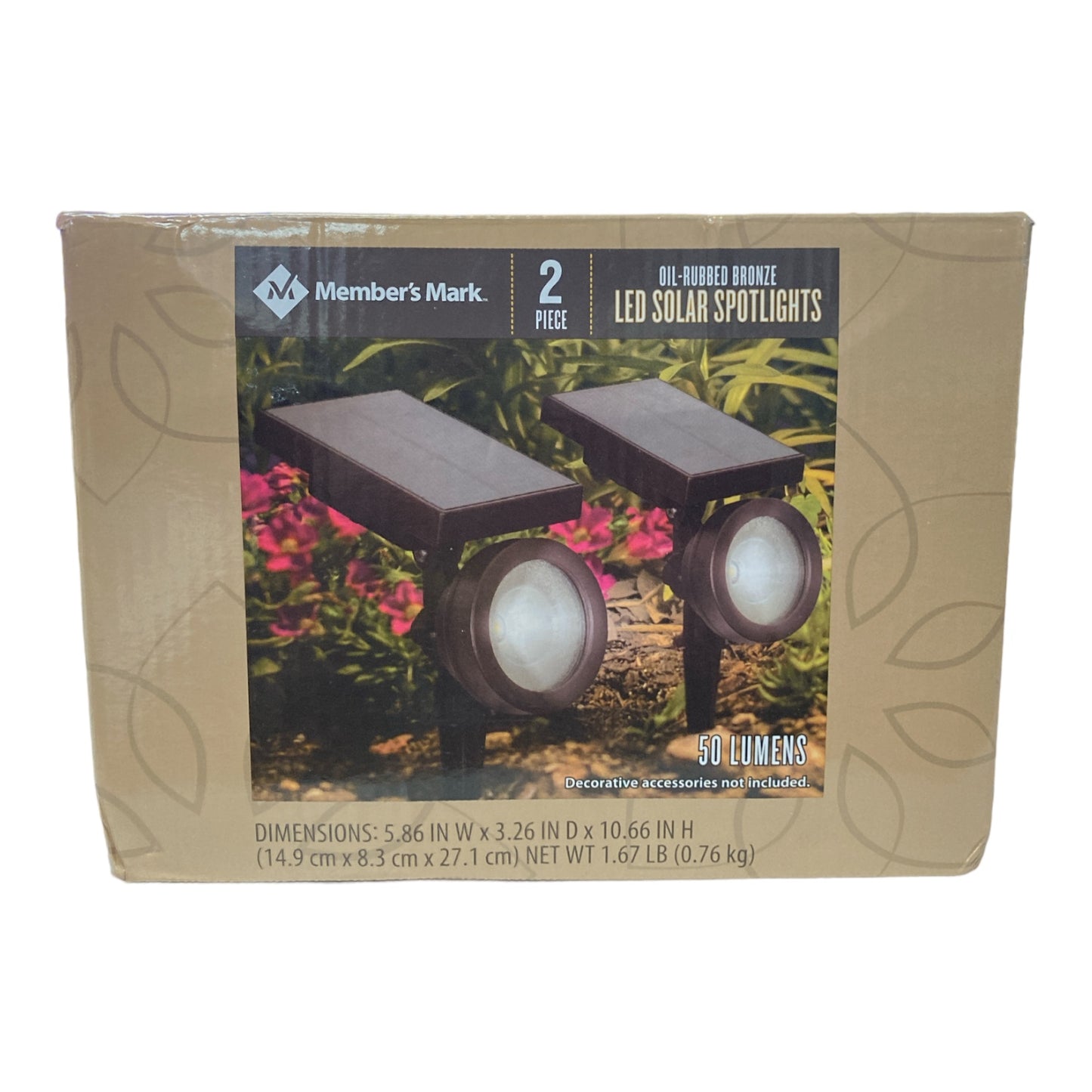 Member's Mark 2-Piece LED Solar Spot Lights, Oil-Rubbed Bronze ...
