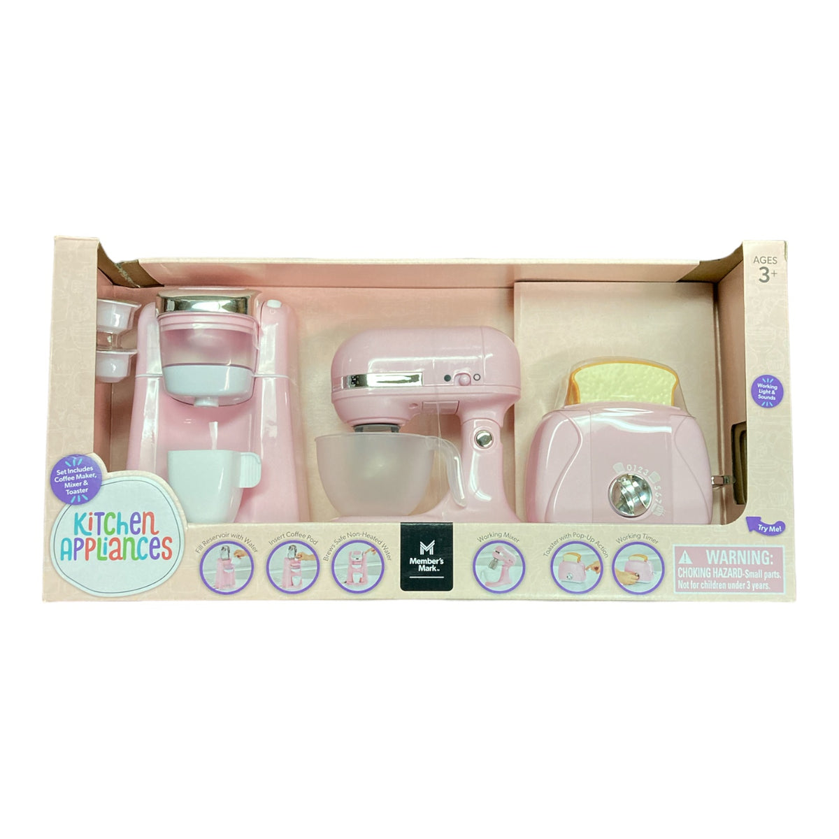 Member's Mark Gourmet Kitchen Appliance PLAYSET for Kids (Pink ...