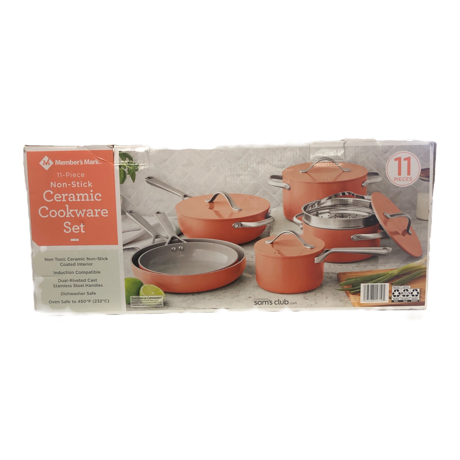 Member's Mark 11-Piece Modern Ceramic Cookware Set, Coral – Ewirelessgear