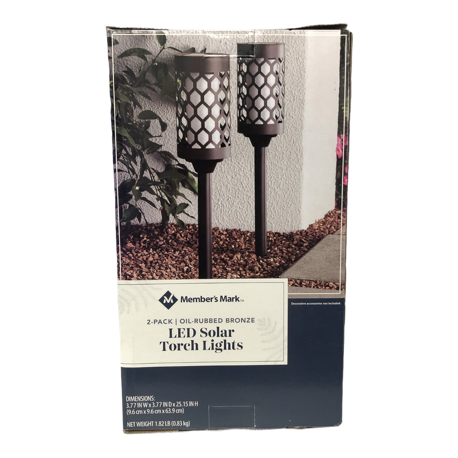 Member's Mark 2-Piece LED Solar Pathway Torch Lights, Oil-Rubbed Bronz ...