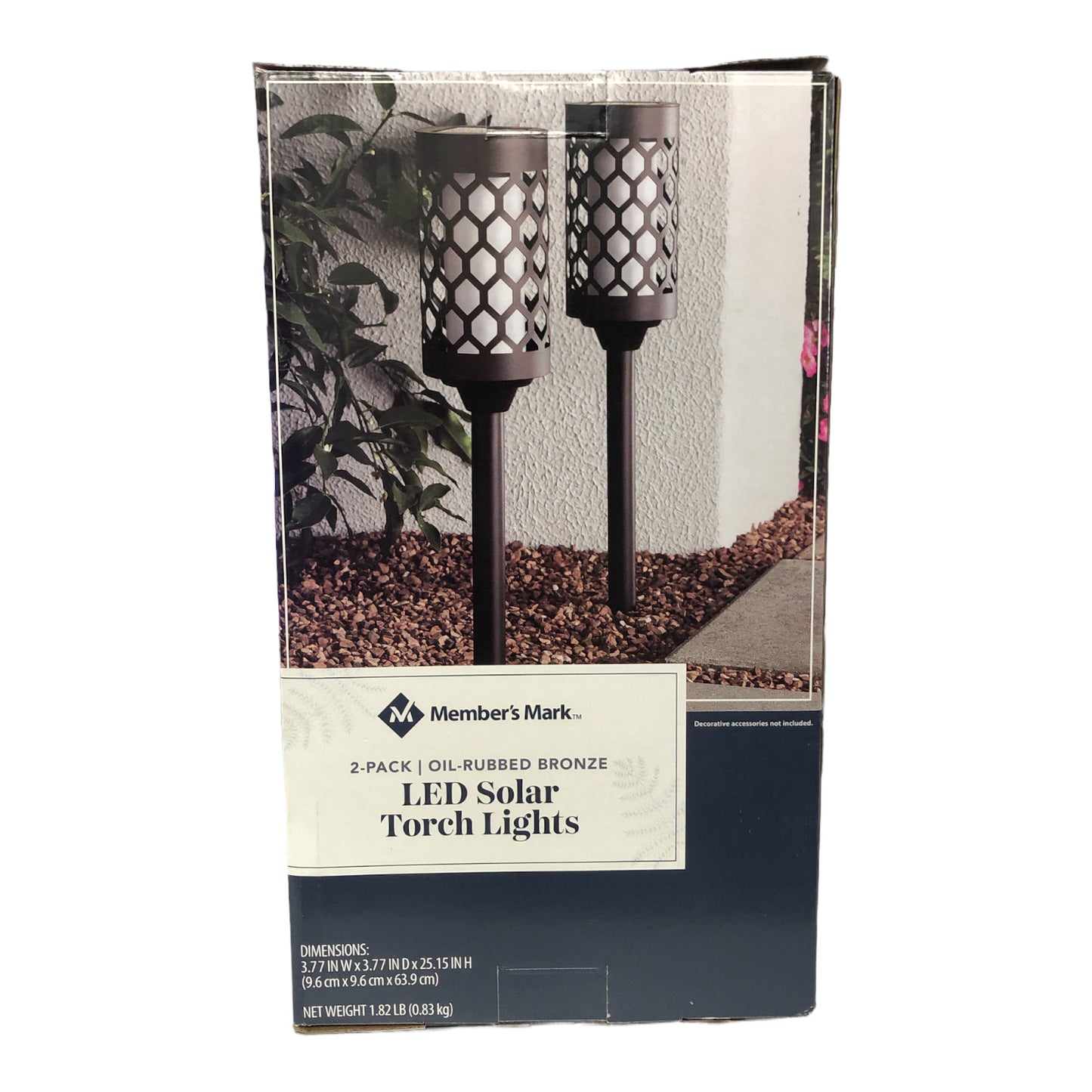 Member's Mark 2-Piece LED Solar Pathway Torch Lights, Oil-Rubbed Bronz ...