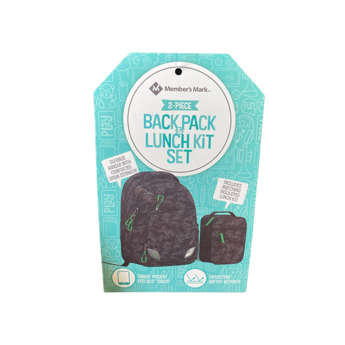 Member's Mark 2-Piece Backpack Set with Matching Lunch Kit, Gray Camo ...