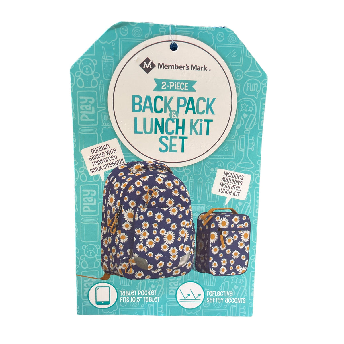 Member's Mark 2-Piece Backpack Set with Matching Lunch Kit, Daisies ...