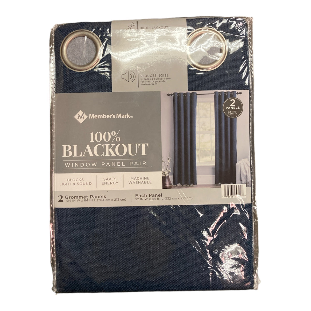 Member's Mark 100% Blackout Window Panel Pair, 52" x 84", Indigo ...