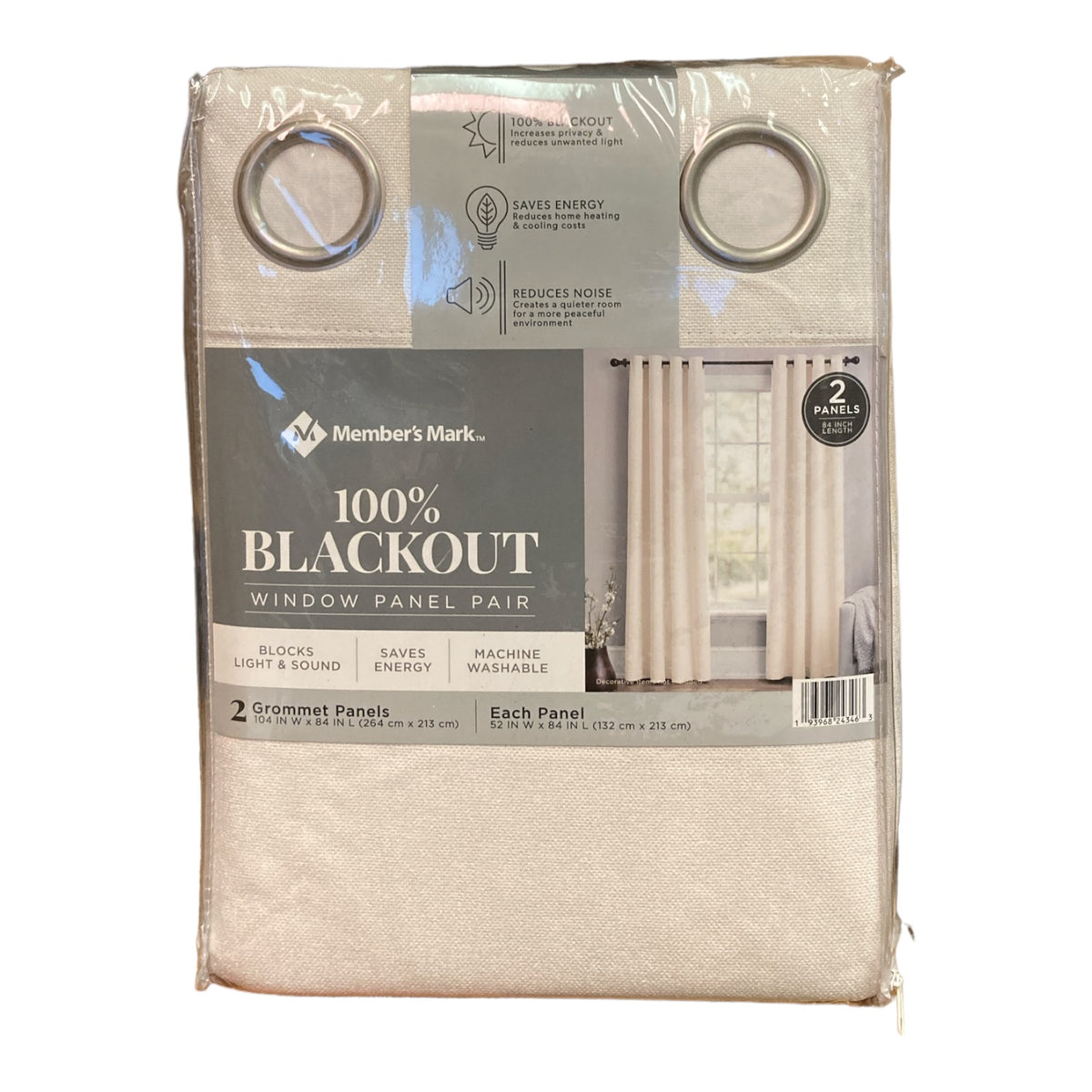 Member's Mark 100% Blackout Window Panel Pair, 52" x 84", Ivory ...