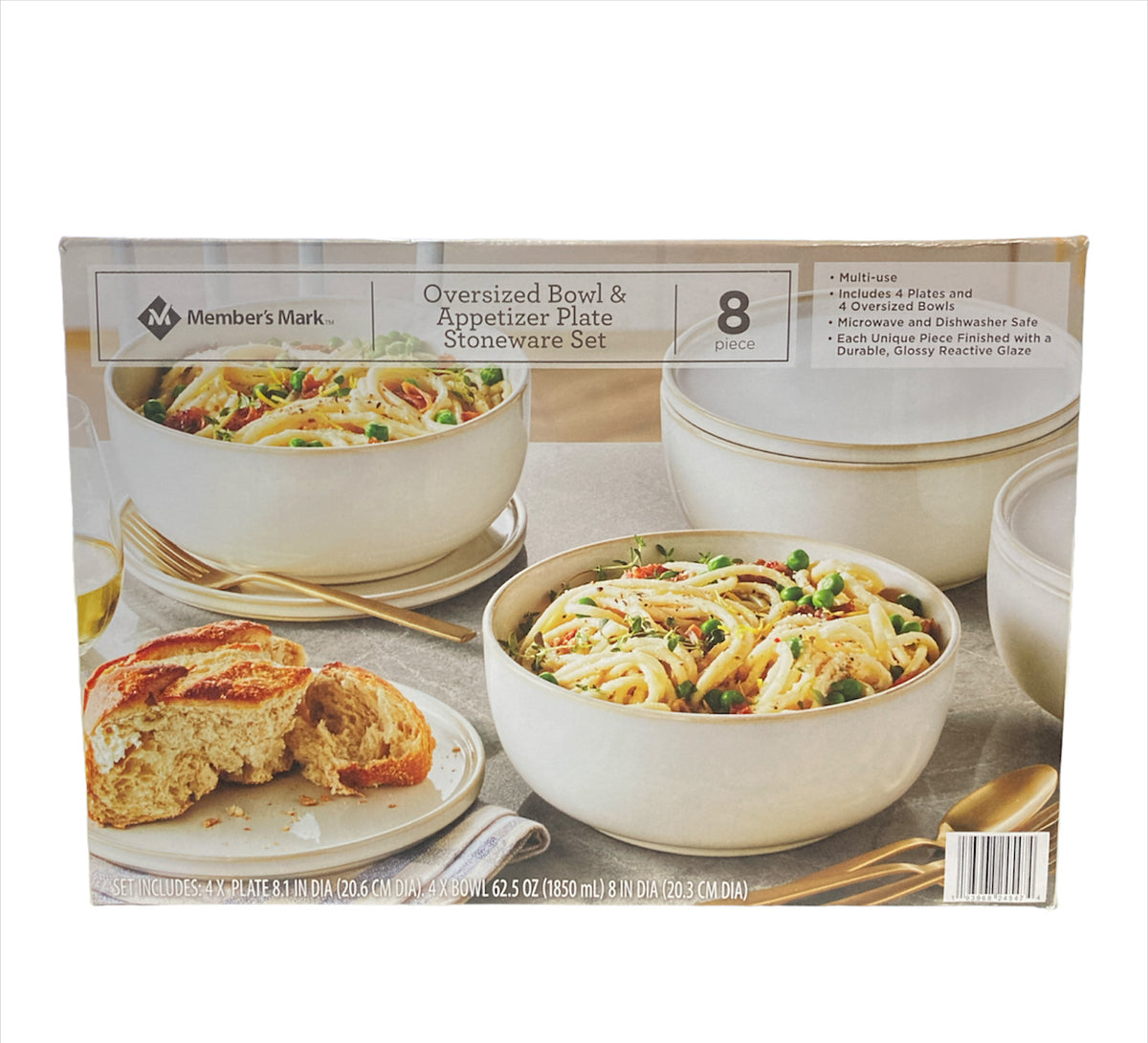 Member's Mark 8 Piece Oversized Bowl and Appetizer Stoneware Set, Crea ...