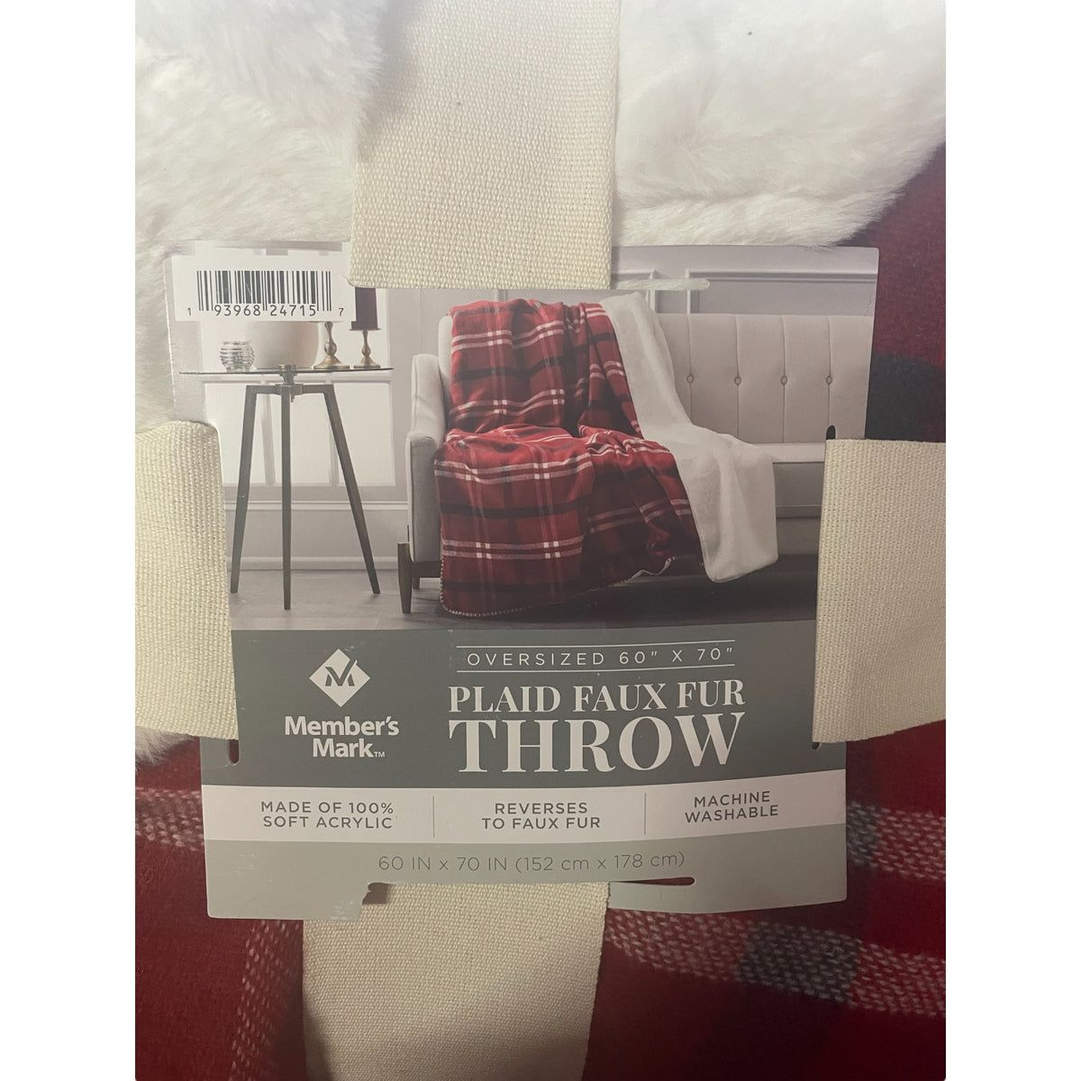 Member's Mark Plaid Faux Fur Throw, 60"x70", Red — Ewirelessgear