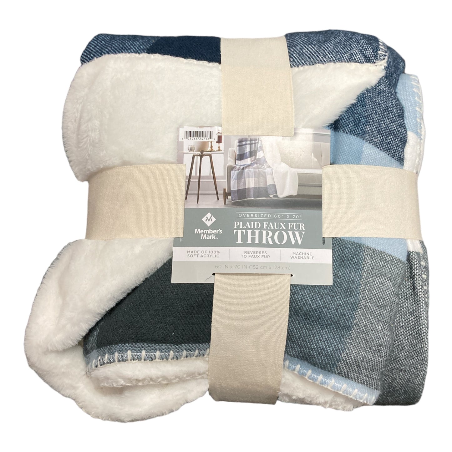 Member's Mark Plaid Faux Fur Throw, 60"x70" (Blue) – Ewirelessgear