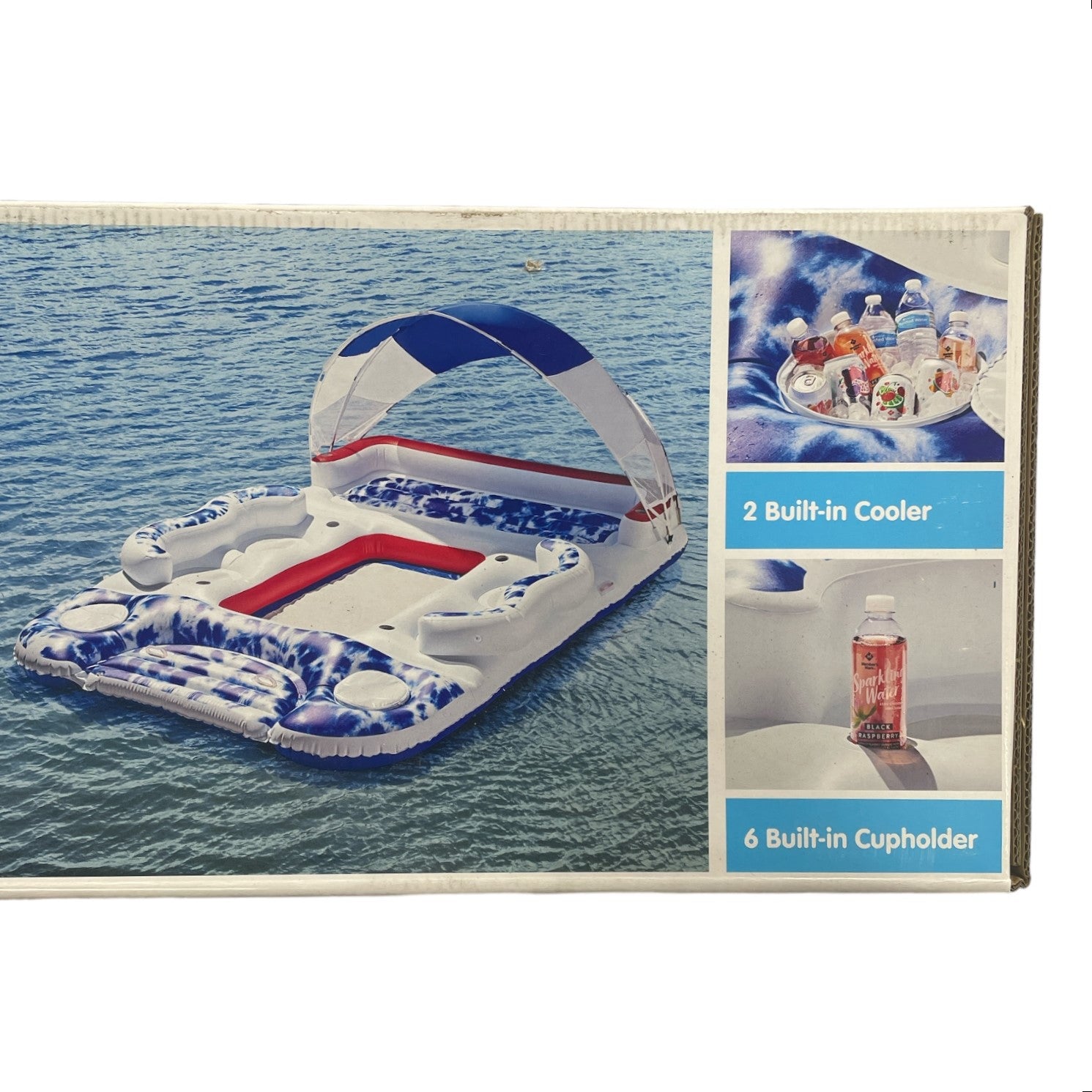 Member's Mark Floating Island With Canopy, 6 Person, Patriotic Tie Dye ...