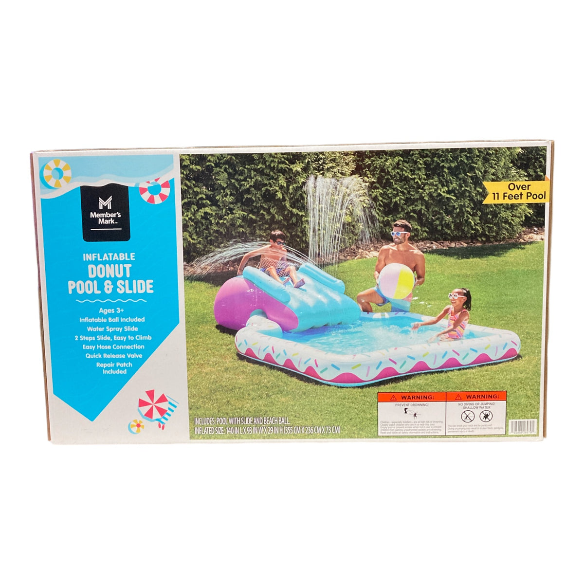 Member's Mark Inflatable Donut Pool and Water Spray Slide w/ Ball ...