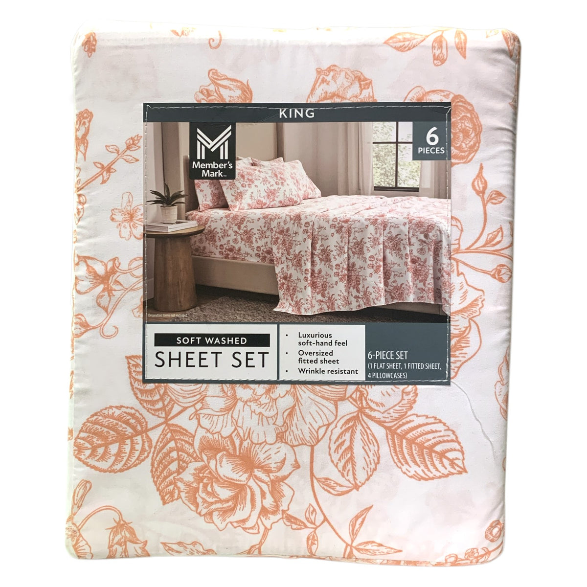 Member's Mark Soft Washed Recycled Microfiber 6-Piece Sheet Set, King ...