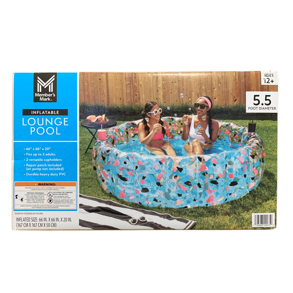 Member's Mark Inflatable Lounge Pool with Cup Holders, Terrazzo ...