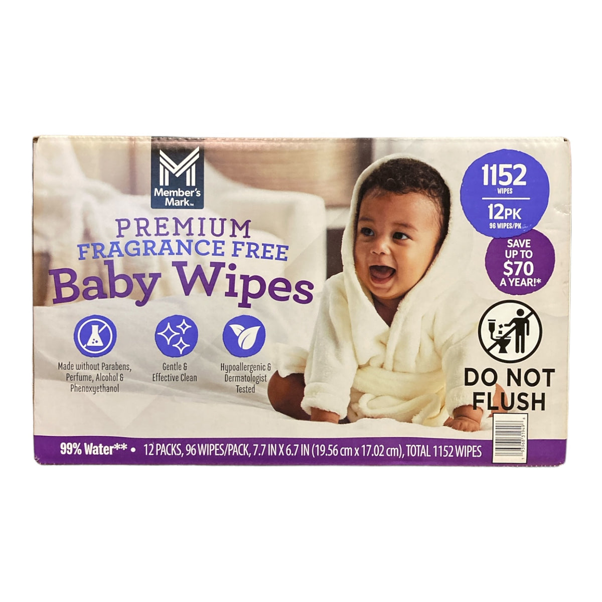Member's Mark Premium Fragrance-Free Baby Wipes, 12 Packs (1152 ct ...