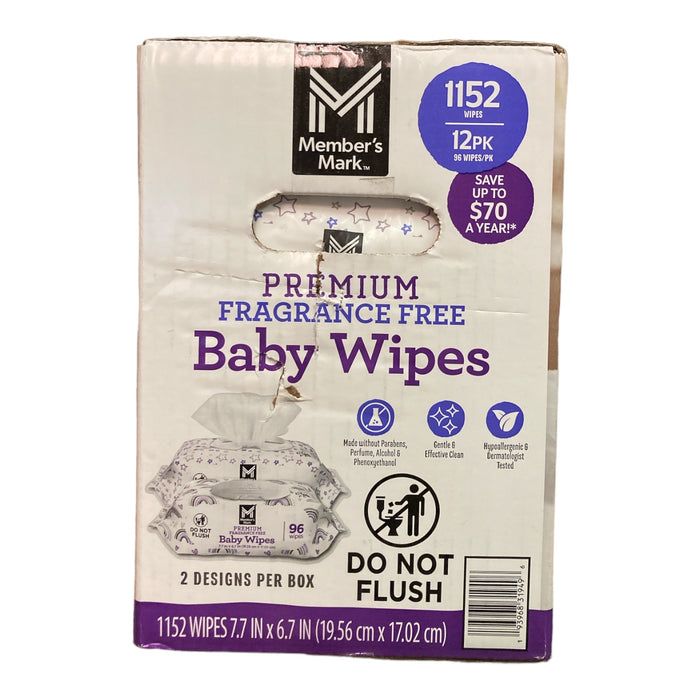 Member's Mark Premium Fragrance-Free Baby Wipes, 12 Packs (1152 ct ...
