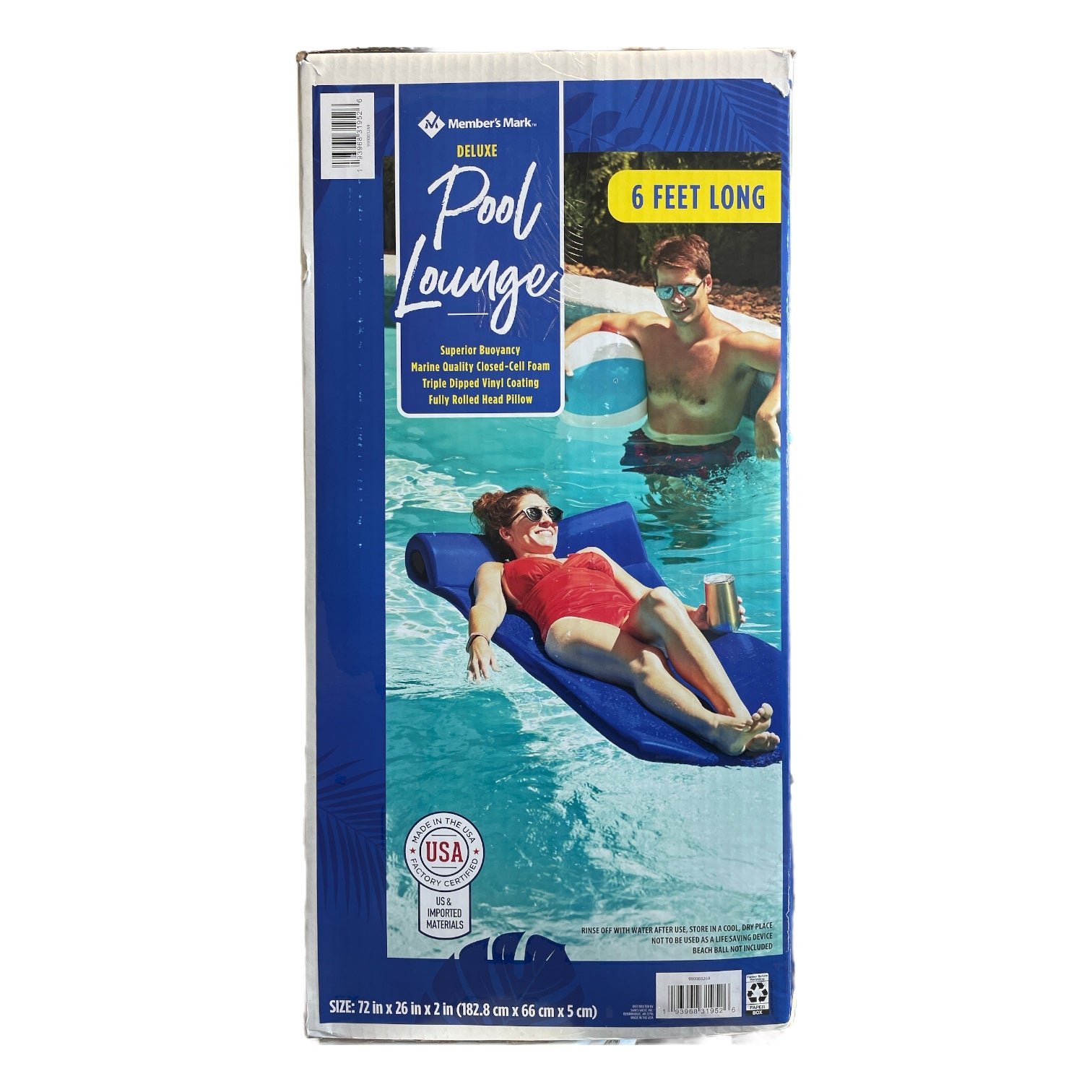 Member's Mark 2" Closed-Cell Foam Deluxe Pool Float Lounge, Blue (72 ...