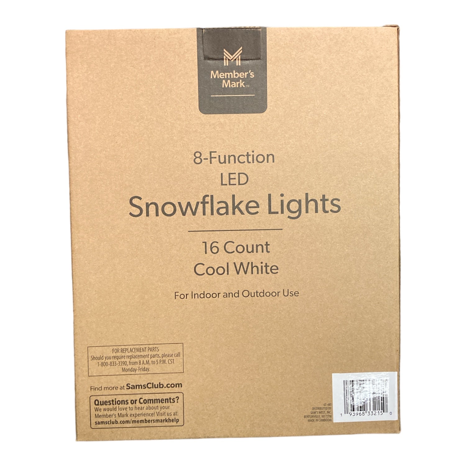 Member's Mark 8 Function LED Indoor/Outdoor Snowflake Lights, 16 Ct (C ...